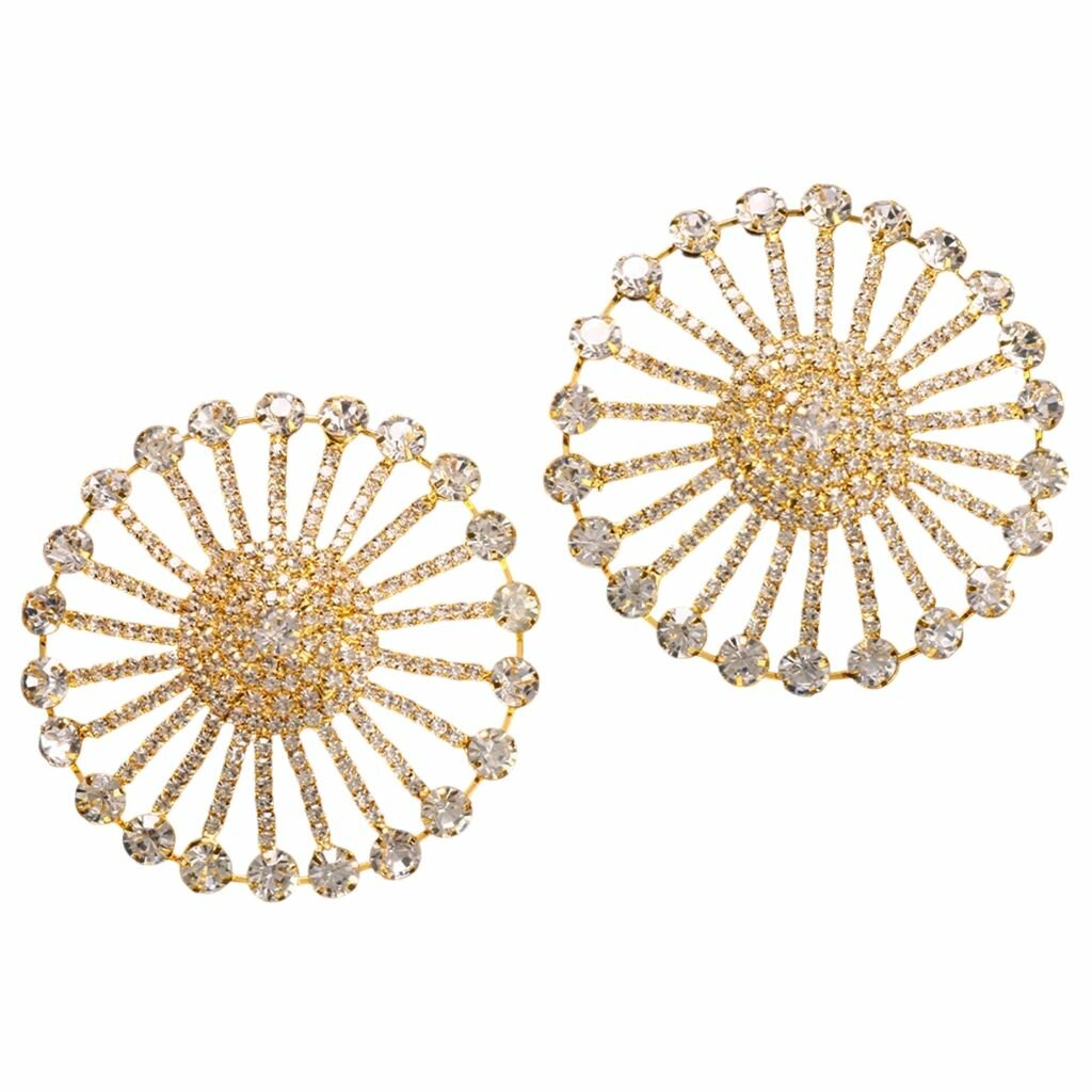 Сексуальная Круглая Наклейка На Грудь Со Стразами-Золото