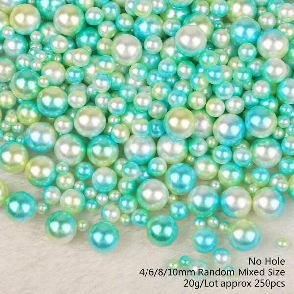 Пластиковые бусины Celadon 4/6/8/10 мм 250 шт. Бирюзовый, Blue Light Green