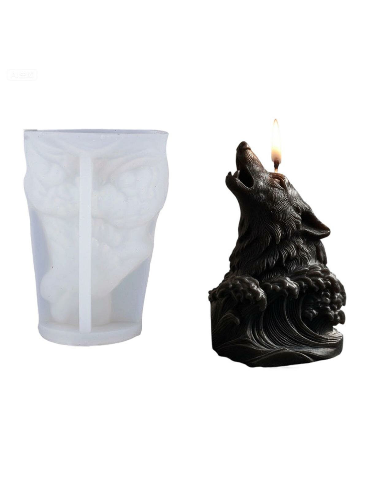 Силиконовая форма для ароматической свечи в форме волны с волнистой головой волка