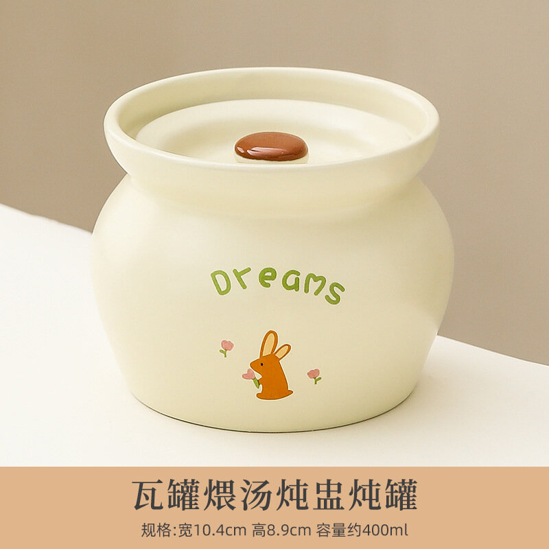 ⭐Керамическая кастрюля для тушения супа Jiangxi Shaxian, закуска Zhuque, кастрюля для тушения, домашняя кастрюля с крышкой, водоразделитель для одного человека, чашка для вареного яйца⭐