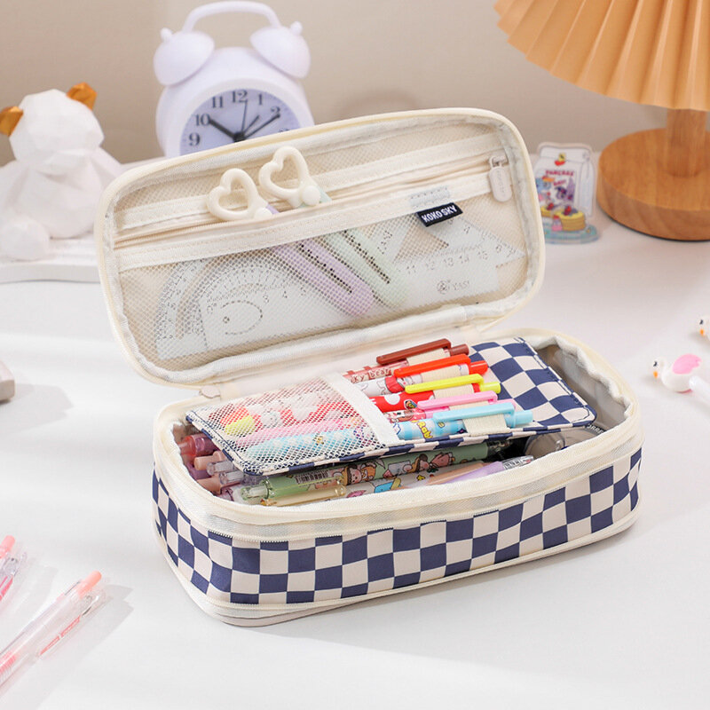 Японский и корейский стиль, большая емкость, расширяемый пенал из холста в цвете макарон, трансформируемый простой пенал для студентов