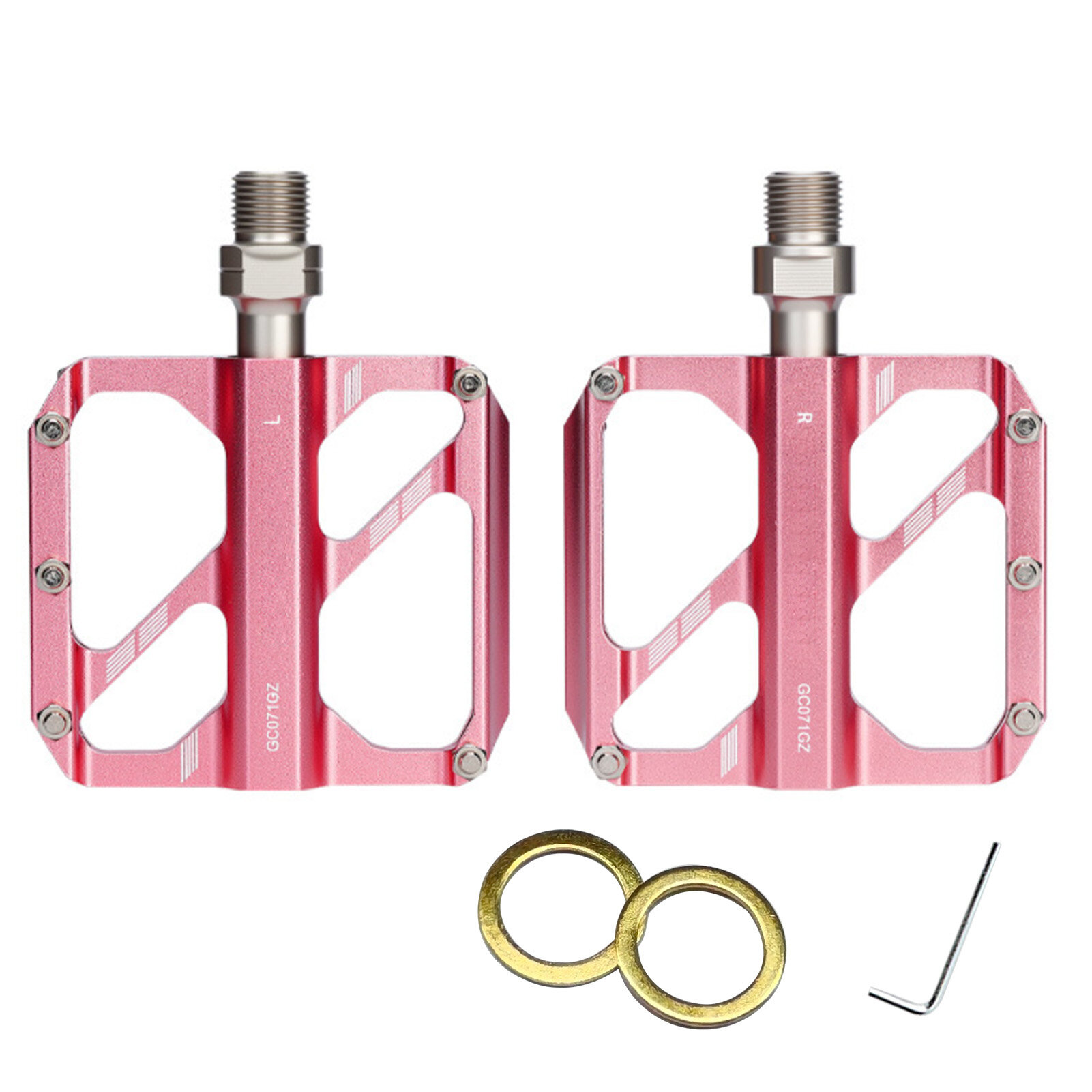 Универсальные велосипедные педали, легкие, с тройным подшипником и нескользящими шипами, для горных и шоссейных велосипедов, розовые.
