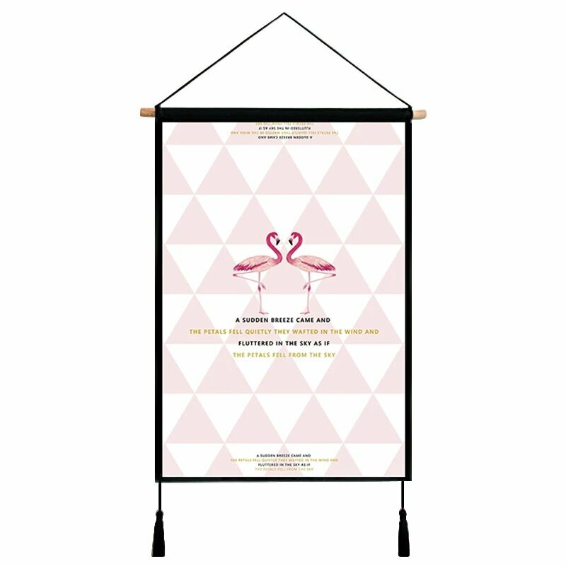 Розовый треугольник с английским фламинго, настенная гирлянда, 45x65 см для домашнего декора