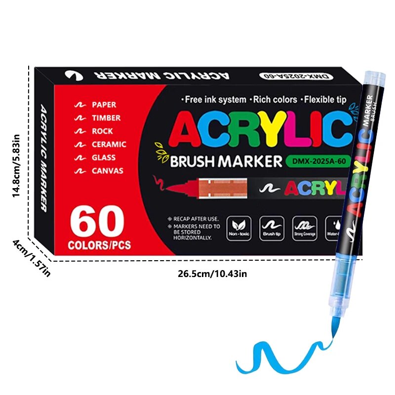 Акриловые маркеры Brush Marker 60 цветов