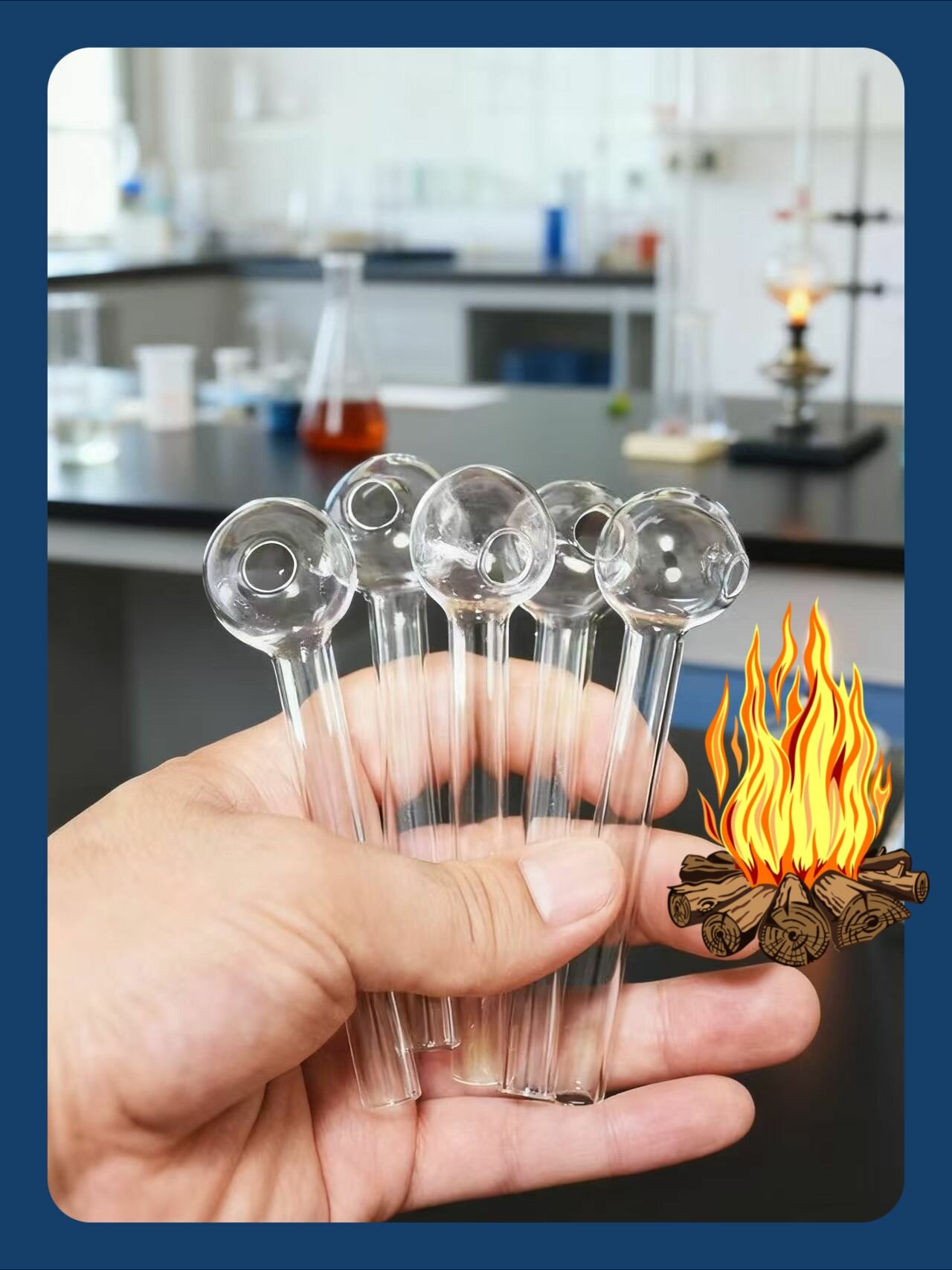 Стеклянные колбы для проведения химических экспериментов. Лабораторная посуда. Боросиликатное стекло