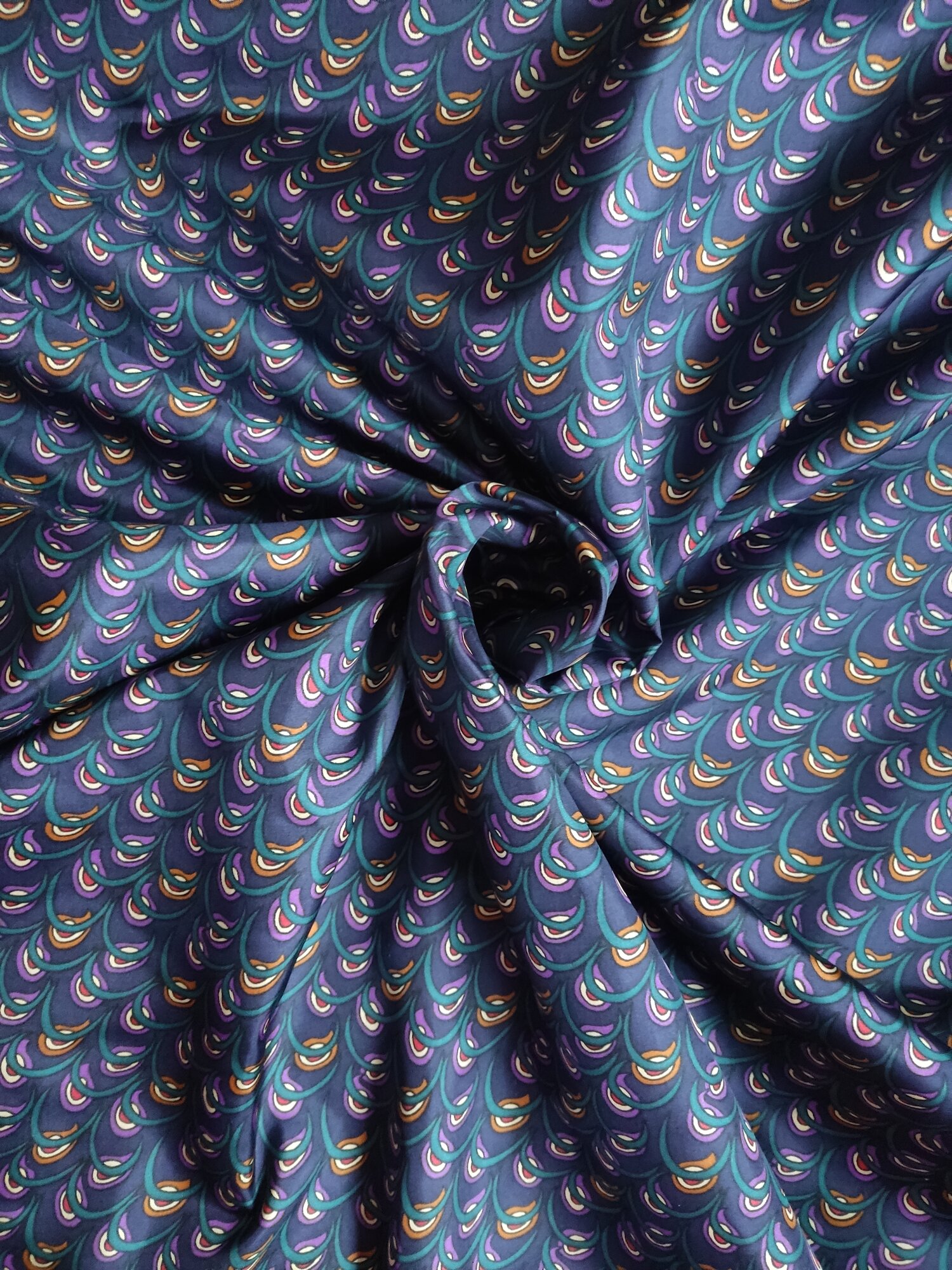 Ткань для шитья "Павлиний глаз" Шёлк, 100 %, ширина 112 см, для платьев, белья, рукоделия