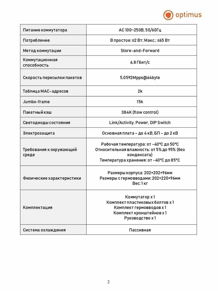 Коммутатор Optimus U2I-4F/1G/2S — фото 1