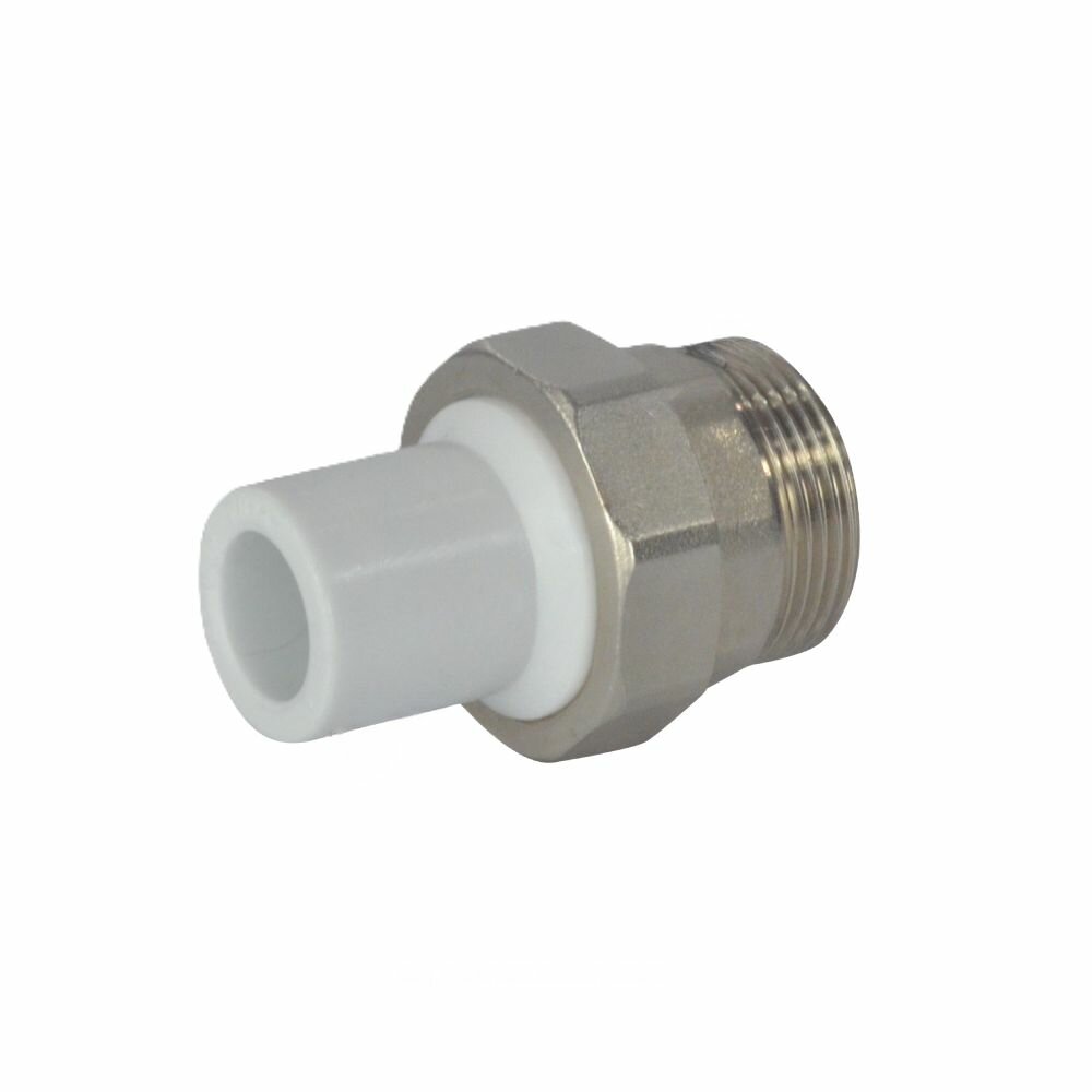 Муфта трубная PP-R комбинированная разъемная белая Дн 25х1/2" Ру25 наруж пайка/НР VALFEX 10158115