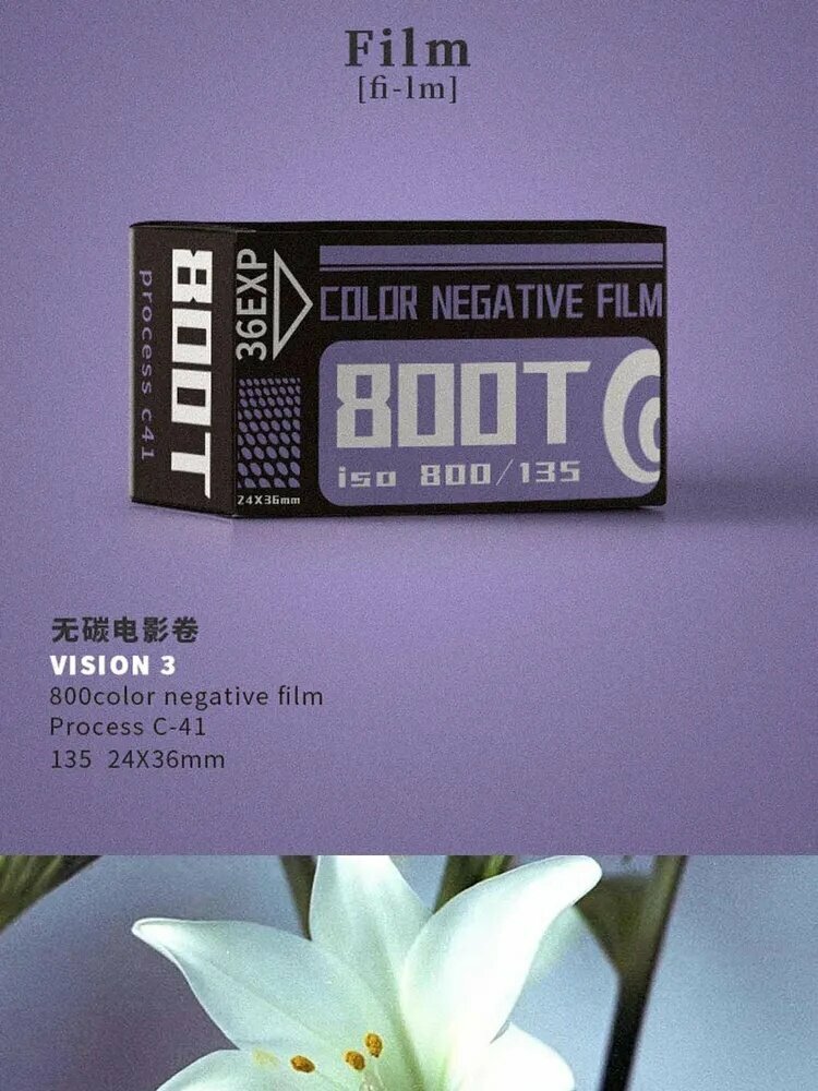 135 цветных негативов Фотопленка Kodak Vision3 800T, 36 кадров, 1 штука, процесс С41)