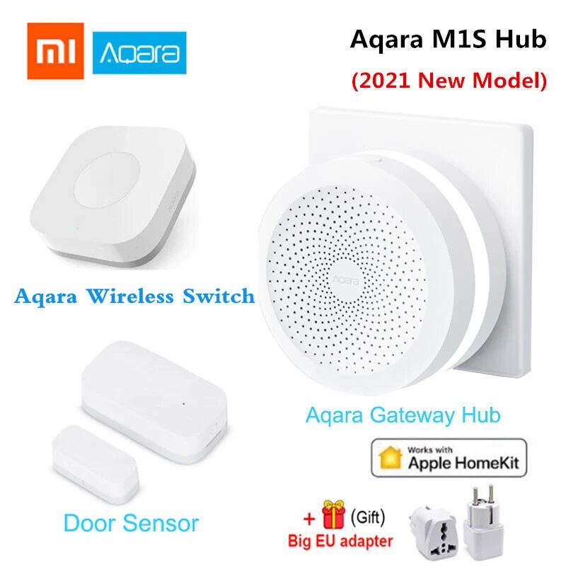 Aqara M1S Hub Gateway Комплекты для умного дома Zigbee Датчики движения температуры дыма и двери Пульт дистанционного управления Работа для Xiaomi APP HomeKit