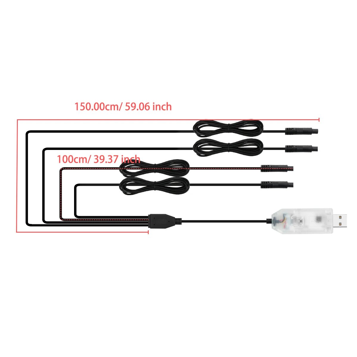 Светодиодная лента для авто 4в1, USB controller