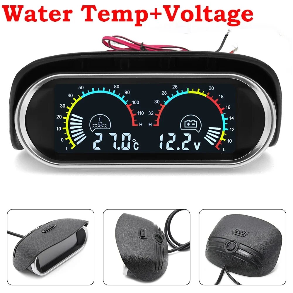4 в 1 ЖК-дисплей 12 В/24 В Вольтметр давления масла Вольт Вольт Температура воды 2 In 1 Gauge BG0012