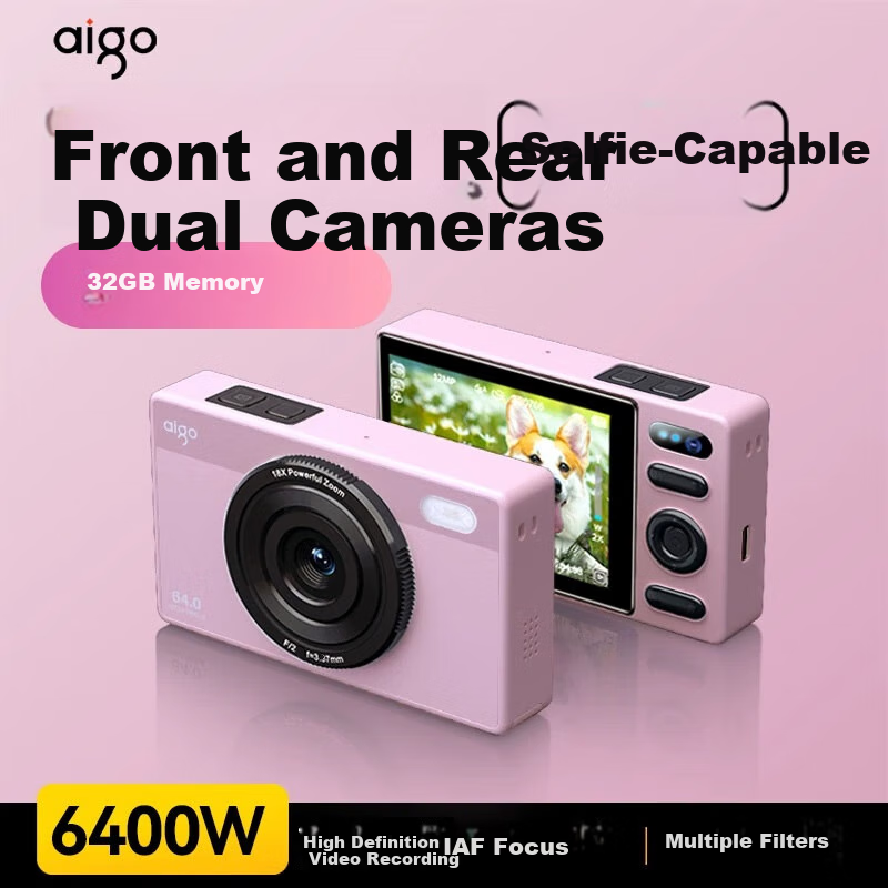 Цифровая камера Aigo E6 для студентов - ретро компактная HD модель с двойной камерой спереди и сзади для путешествий и