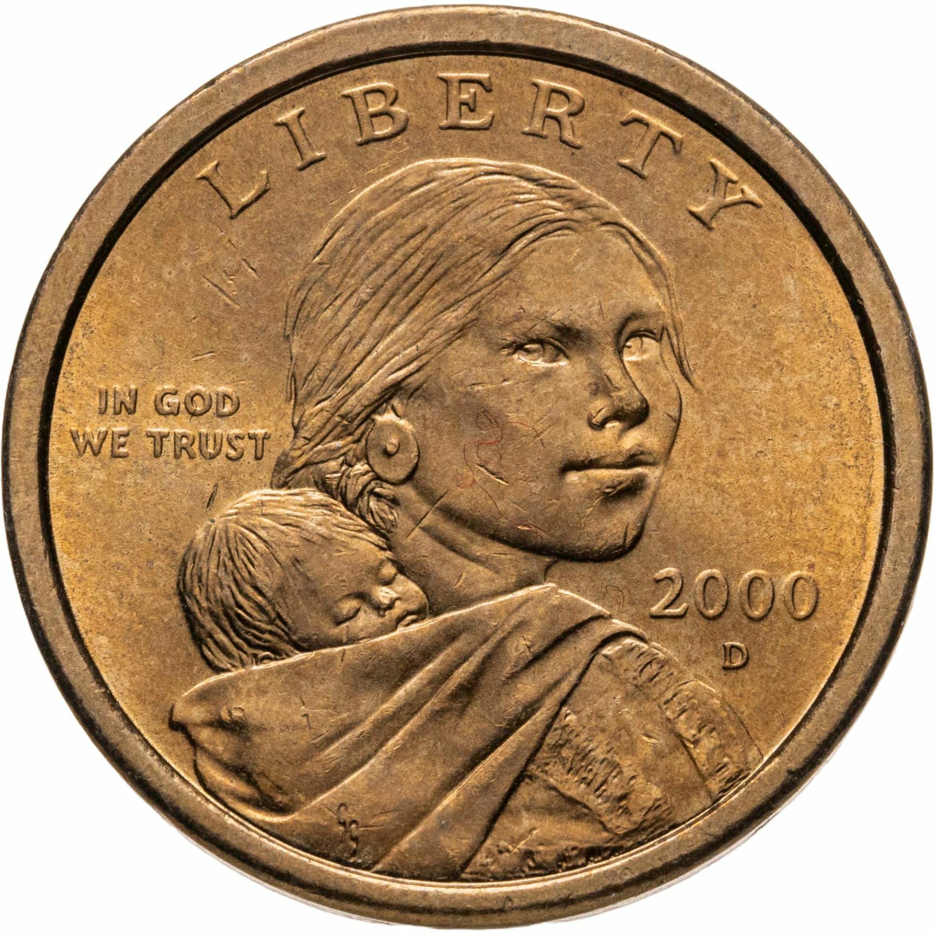 США 1 доллар dollar 2000 D Sacagawea dollar Сакагавея доллар - парящий орёл, Медь, в сохранности XF-AU
