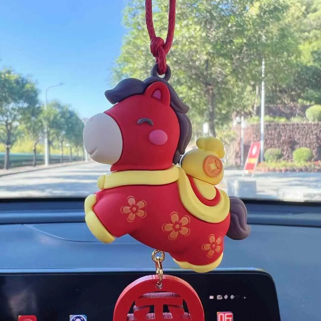 Новогодний автомобильный кулон с изображением Лошади, талисман для безопасных поездок, подвесное украшение на зеркало