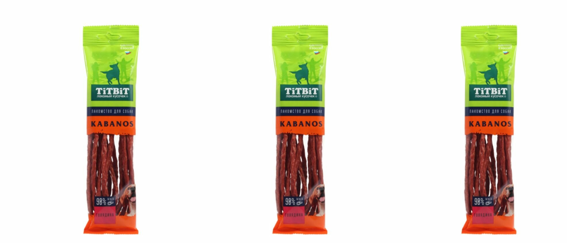 Titbit Лакомство для собак Kabanos Колбаски Говядина, 80 г, 3 уп