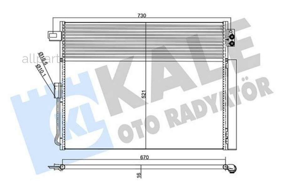 KALE 343185 Радиатор кондиционера для а/м Jeep Grand Cherokee IV (WK2) (10-) паяный со встроенным масляным радиа