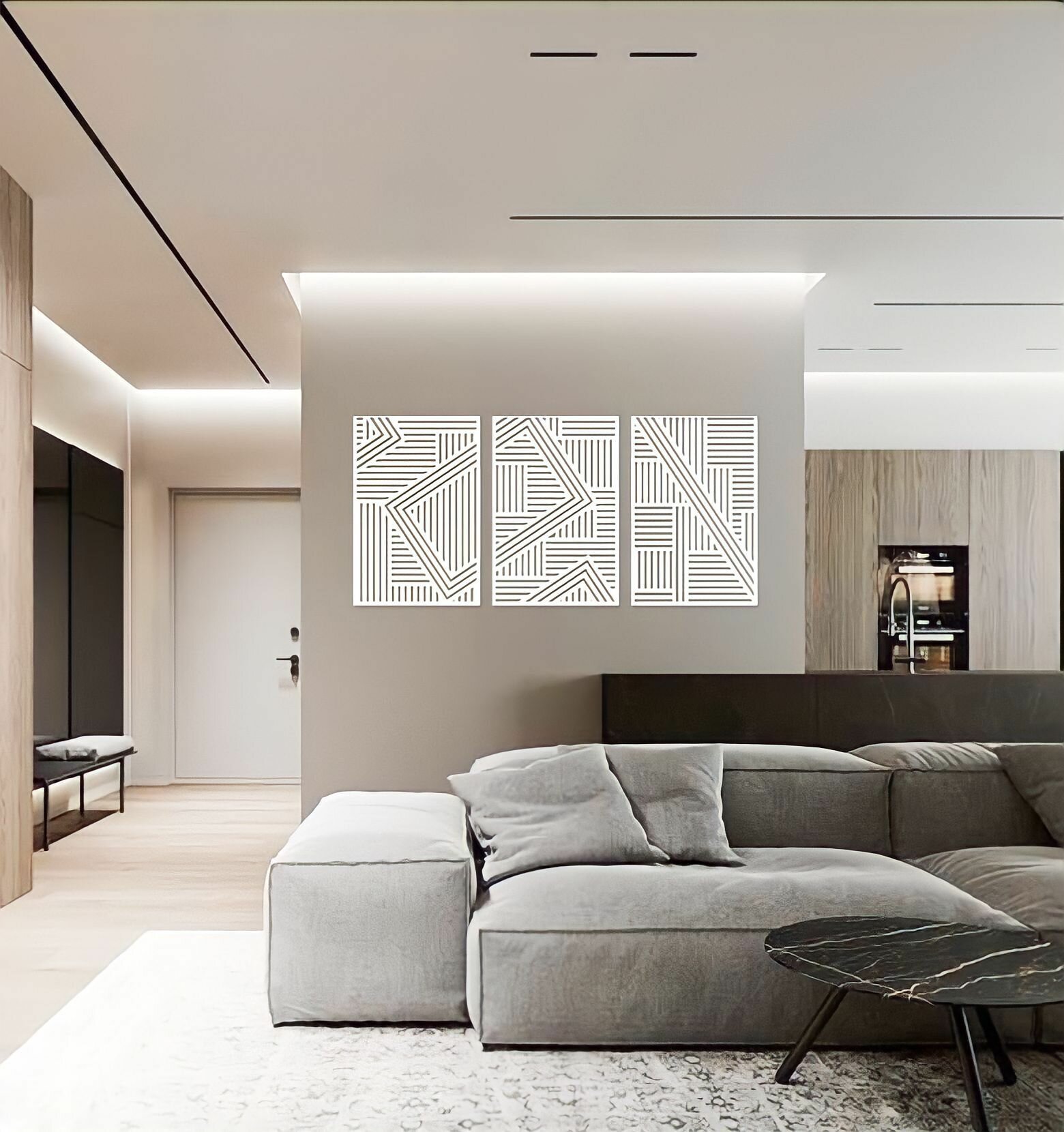 Панно DecoRada "Абстракция", дерево, арт-жанр, белое, 100х50 см