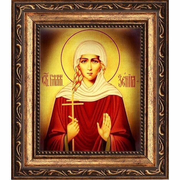 Ксения Петербуржская Святая блаженная. Икона на холсте. (10 х 12 см / В раме)