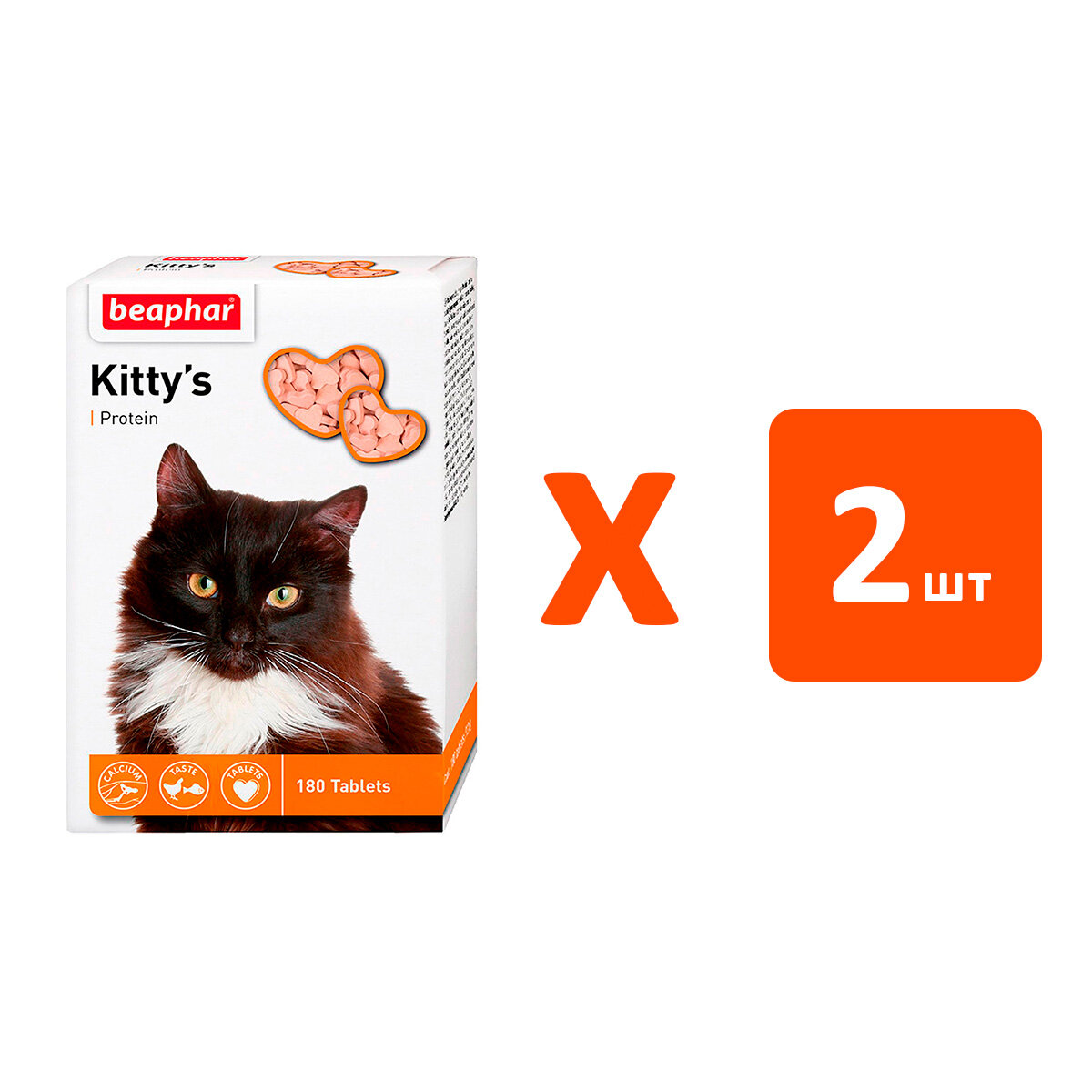 Лакомство BEAPHAR KITTY’S + PROTEIN для кошек витаминизированное с протеином (180 шт х 2)