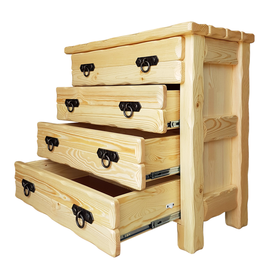 Комод деревянный с элементами ковки рианна "Барон 2" (4 ящика) из массива сосны 90*45*Н87 старый орех