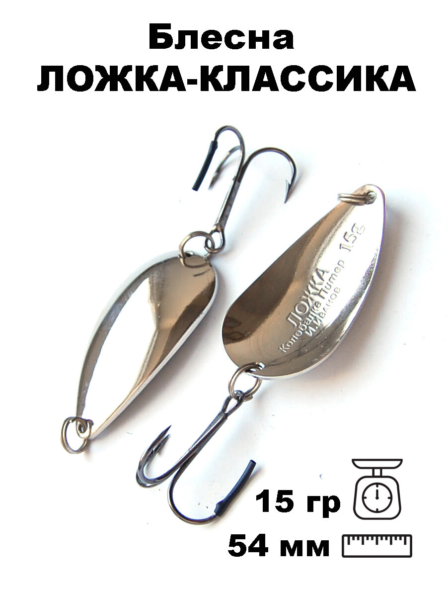 Блесна Колебалка Питер Ложка-классика 15гр цв. белый, PLK5415NI