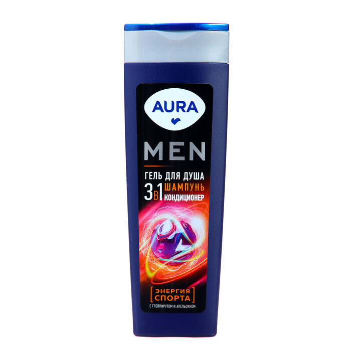 Гель для душа AURA Men 380мл 3в1 Энергия спорта