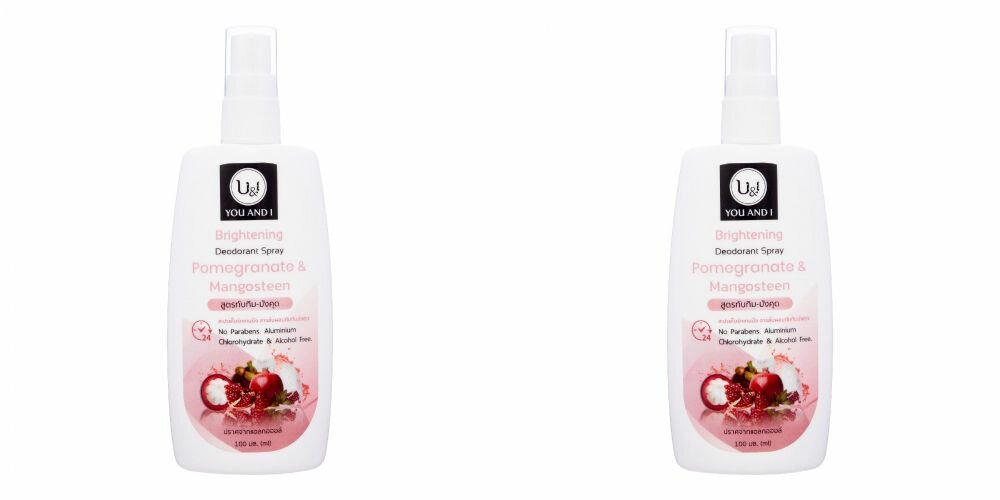 U&I Дезодорант-спрей Brightening, освежающий, гранат и мангустин, 100 мл, 2 уп
