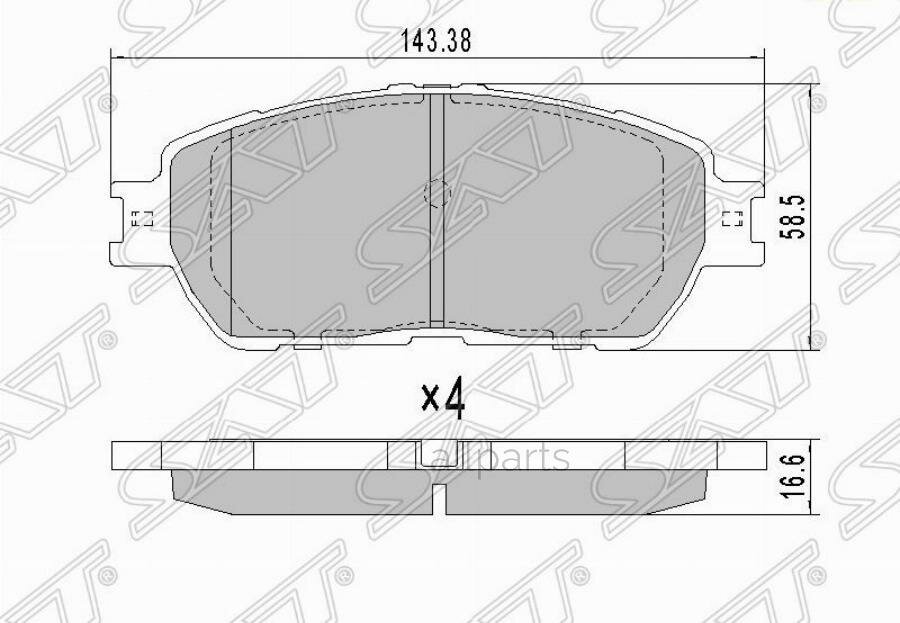 SAT ST-04465-28510 Колодки тормозные (Спереди) Toyota Camry (XV30) 01-06 / Lexus ES 01-06