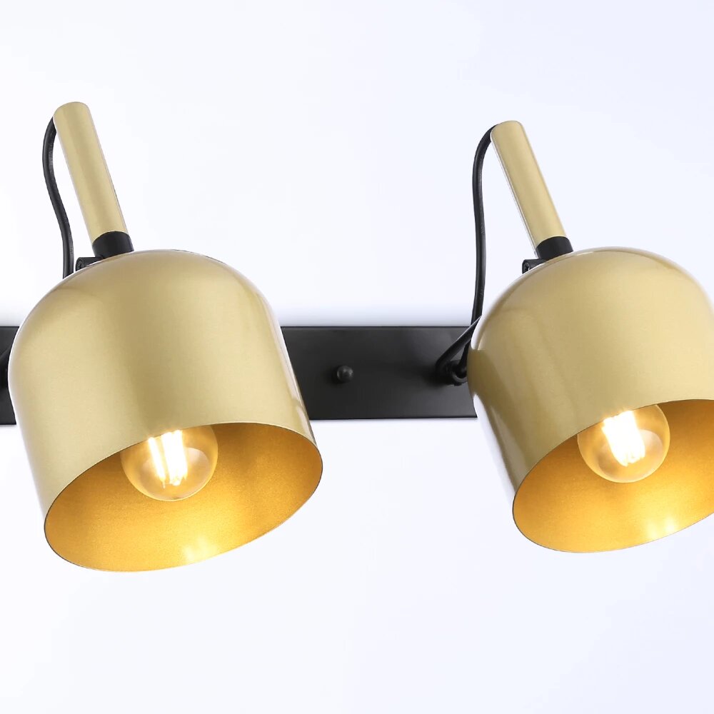 Настенно-потолочный спот TR97106/2 GD/BK золото/черный E27*2 max 40W D130*223*273