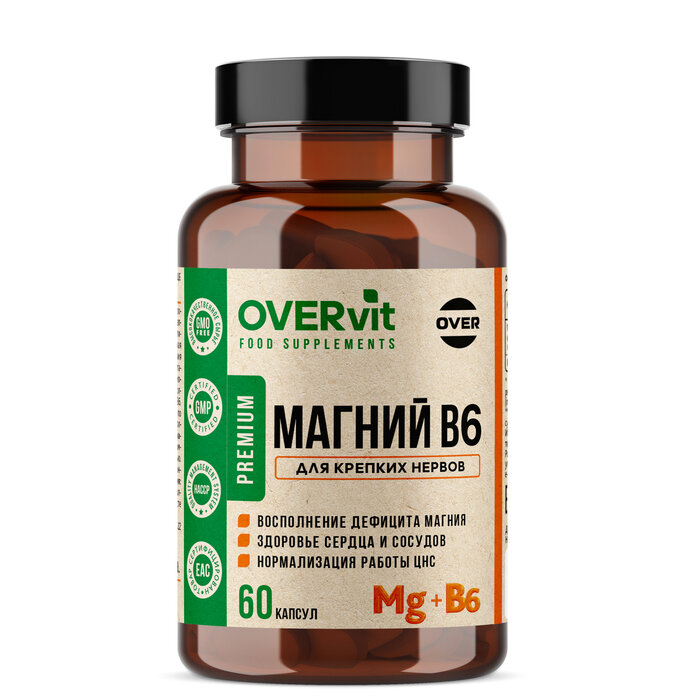 Магний + В6 OVERvit, 60 капсул 10541682