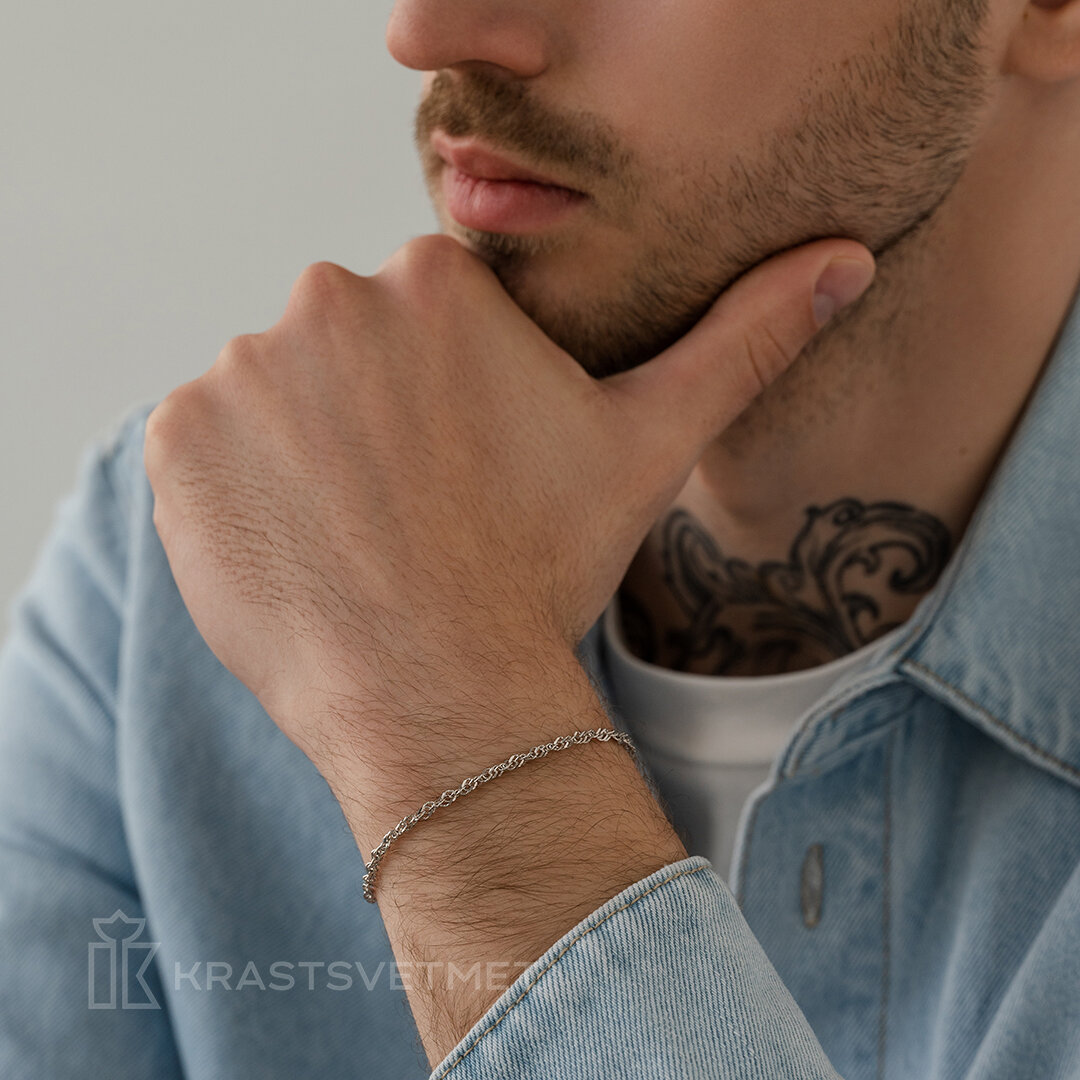 Браслет-цепочка, серебро, 925 проба, родирование