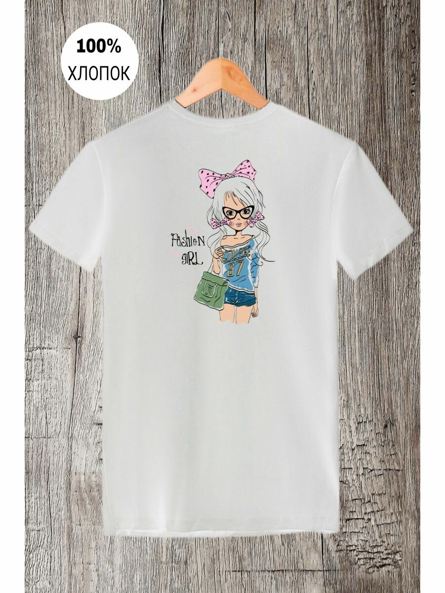 Футболка девушка с сумочкой бантик girl