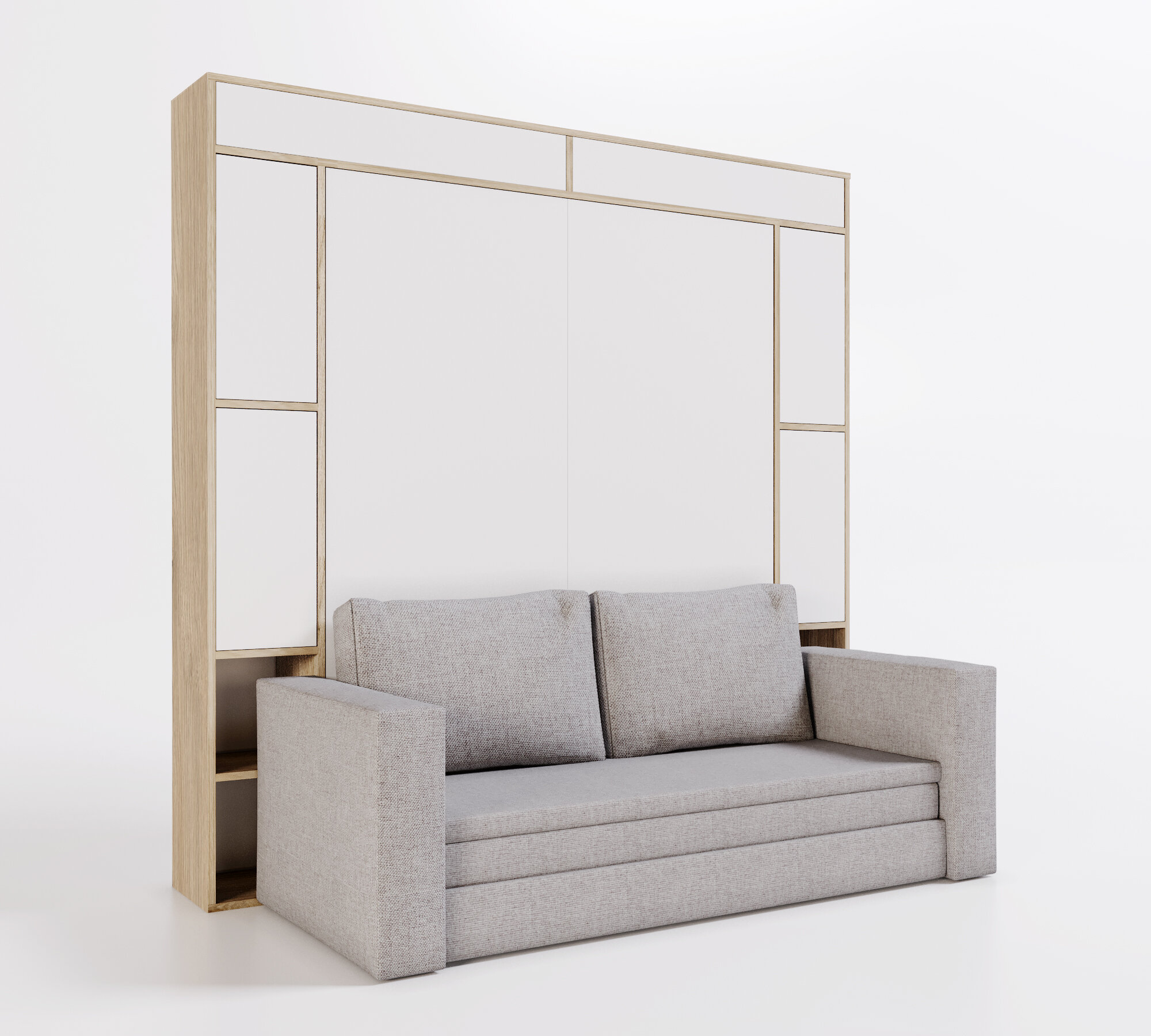 Шкаф кровать-трансформер с диваном Летто Гранде 1600 Форма с расширенными полками Сканд