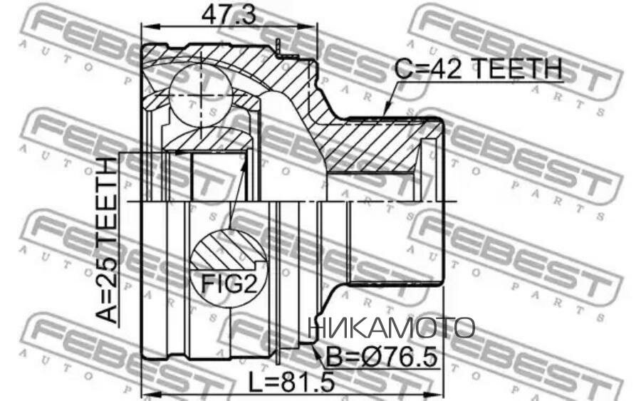 FEBEST 1710-A4 ШРУС AUDI A4 B8 B9/ A5/ Q5 08- нар.