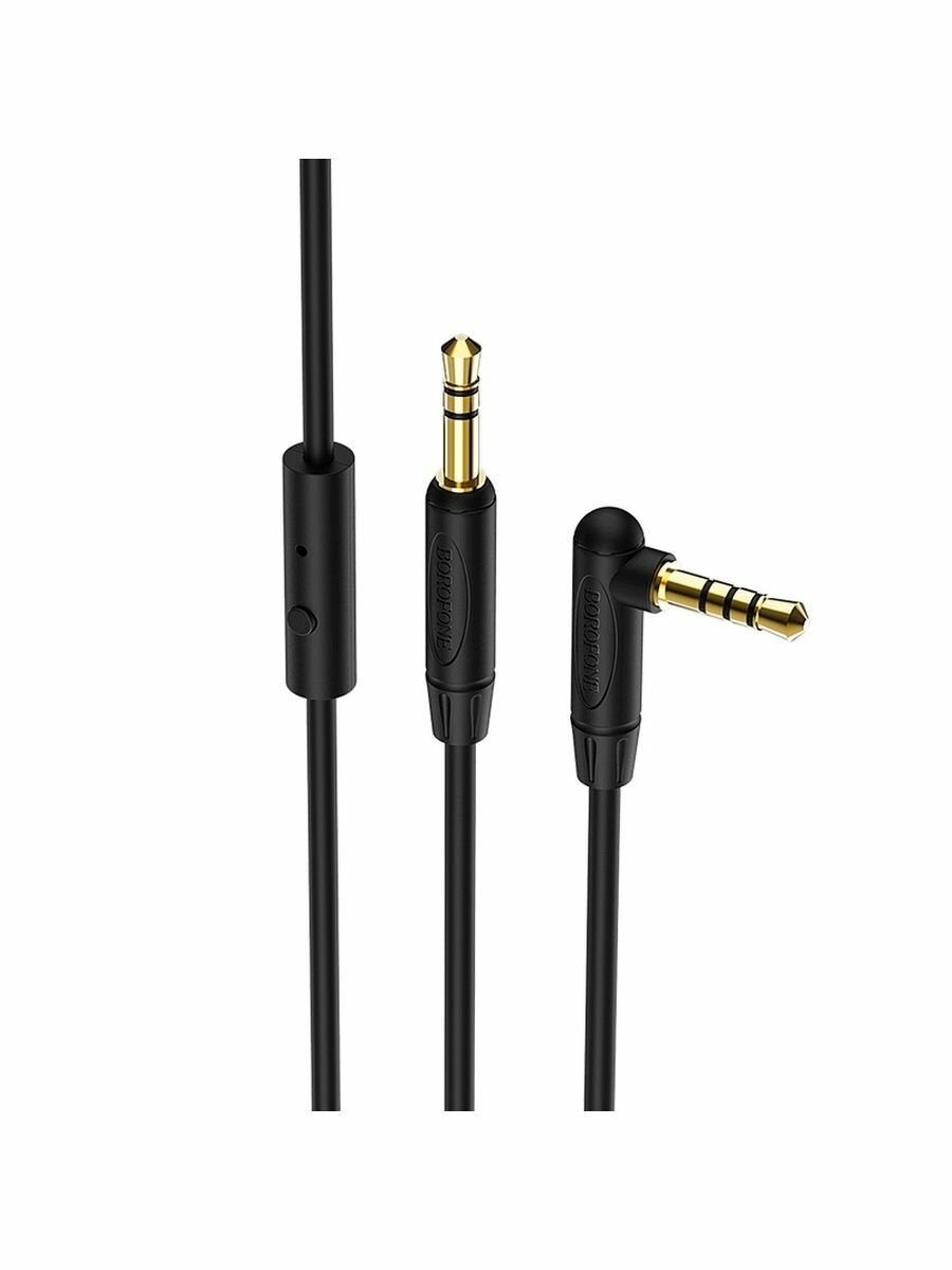 Кабель удлинитель BOROFONE BL5 AUX Audio cable 3.5 1 метр черный (с микрофоном)