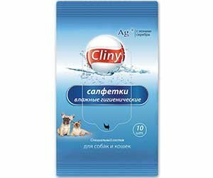Салфетки для кошек и собак Cliny влажные гигиенические 10шт к101