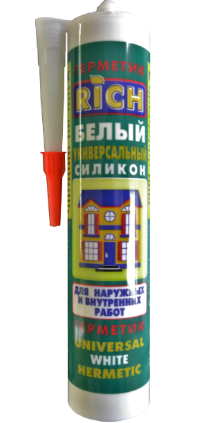 Герметик Rich, универсальный, силиконовый, белый, 280 г