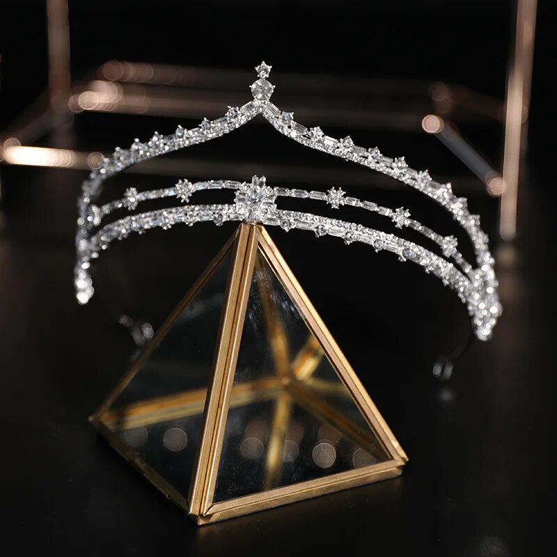 Серебряная корона с хрусталем, silver 15