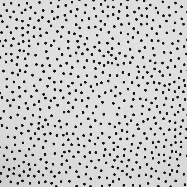 Ткань-100, вискоза 100%, плотность 90г/м2, белая с чёрным горошком