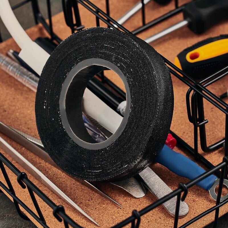 Изолента высоковольтная ХБ 16,4 м черная для ремонта, липкая лента пленка изоляция автомобильной электро проводки супер набор инструмента электрика