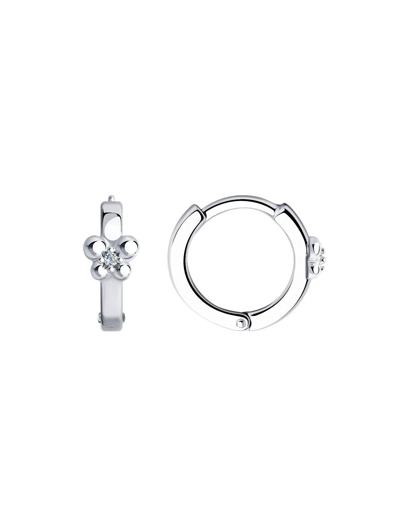 Серьги конго, серебро, 925 проба, родирование, фианит