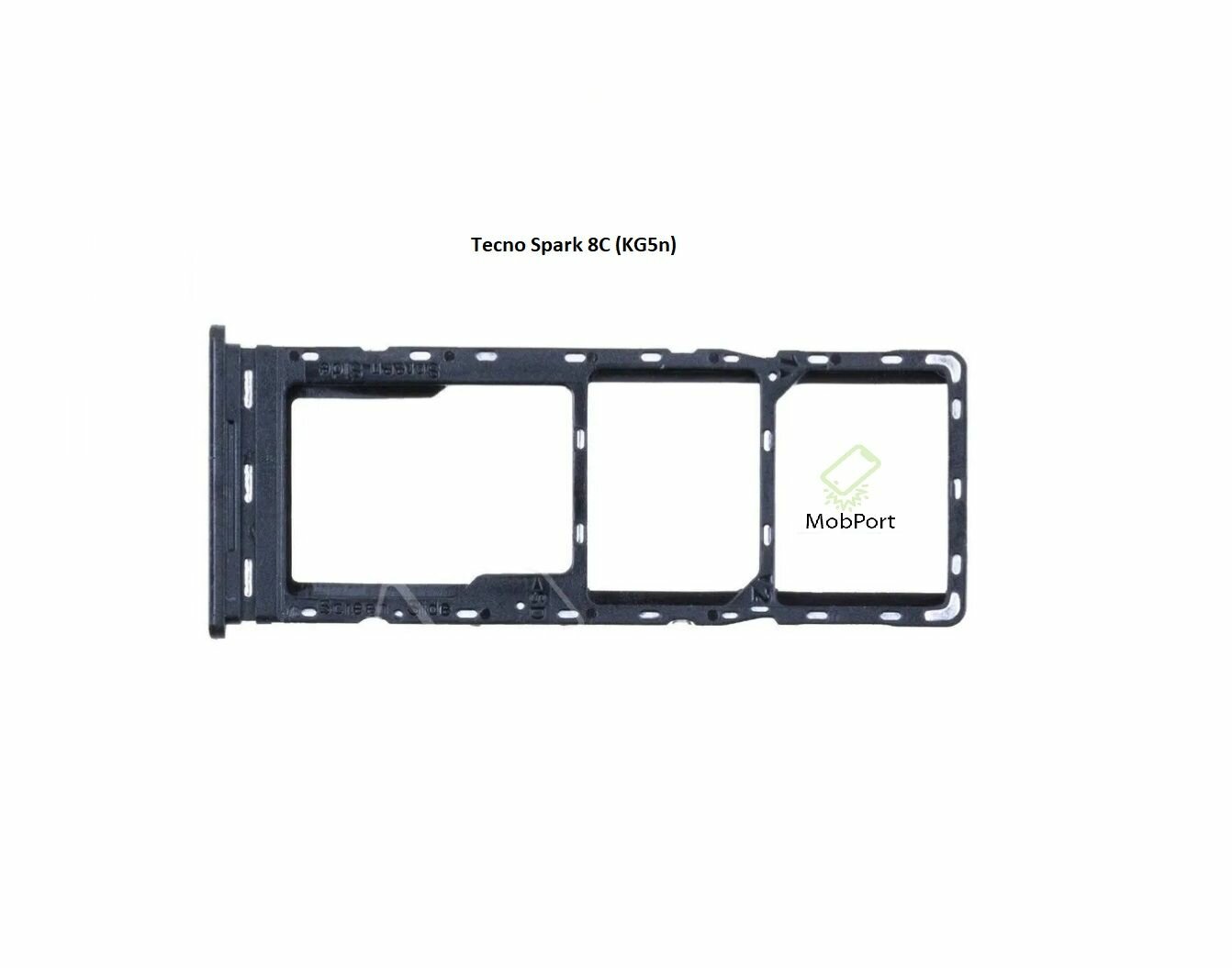 Держатель сим-карты, для Tecno Spark 8C (KG5n), чёрный, металл, пластик