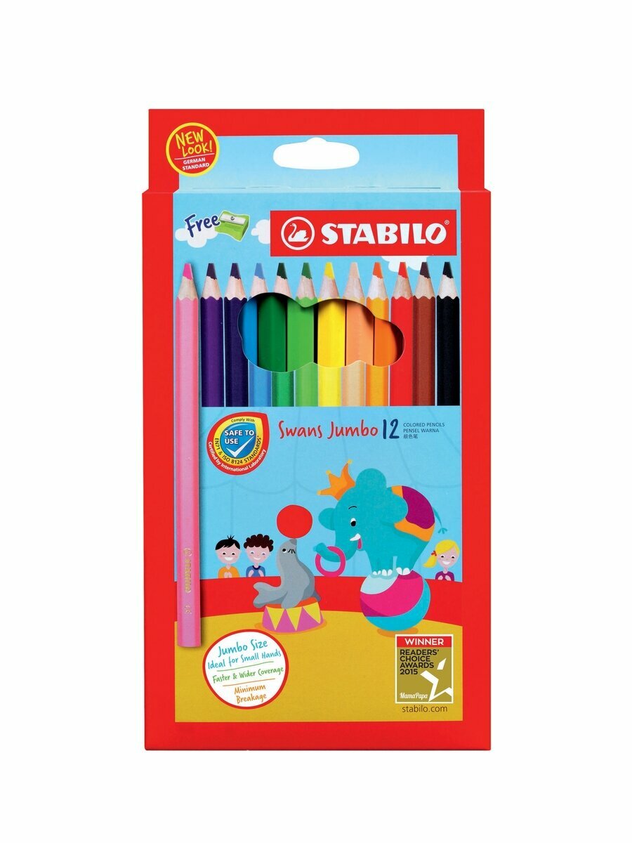 Набор цветных карандашей "Stabilo Swans Jumbo", 12 цв
