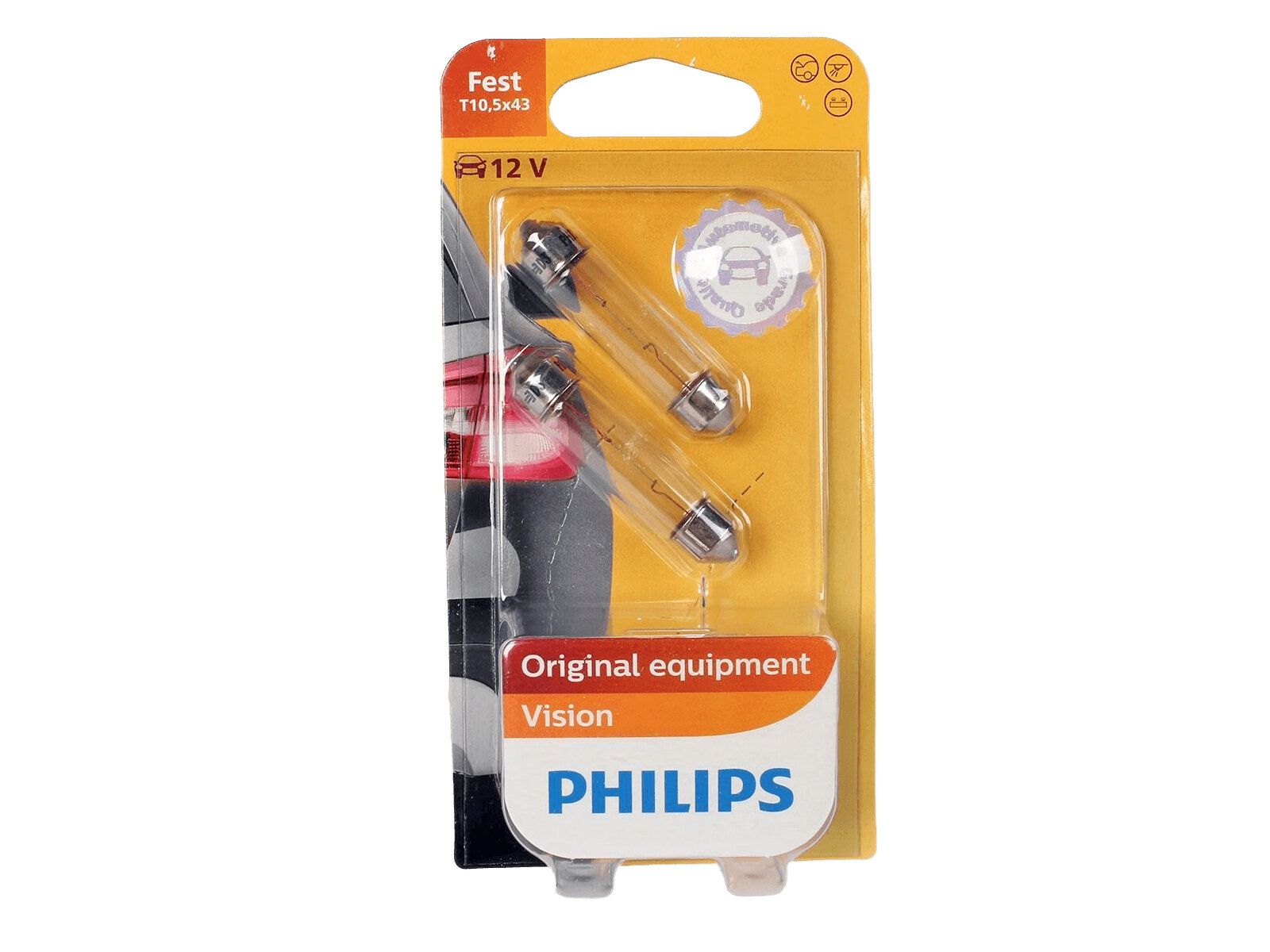 Лампа 12Vx10W C10W PHILIPS P-12866-2бл блистер комплект