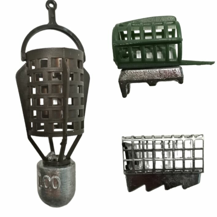 3 шт. Набор кормушек фидерных Пуля / Вампир и Крокодил Грунтозацепом по 100 гр. для реки / озера с умеренным или сильным течением