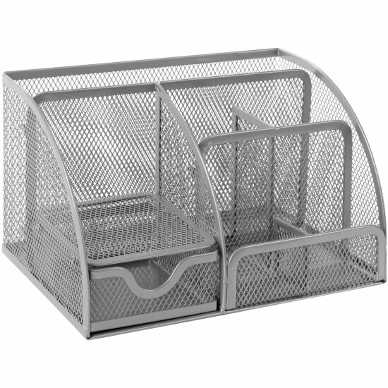 Подставка-органайзер Brauberg металлическая "Germanium", 7 секций, 125х220х140 мм, серебро, 237417