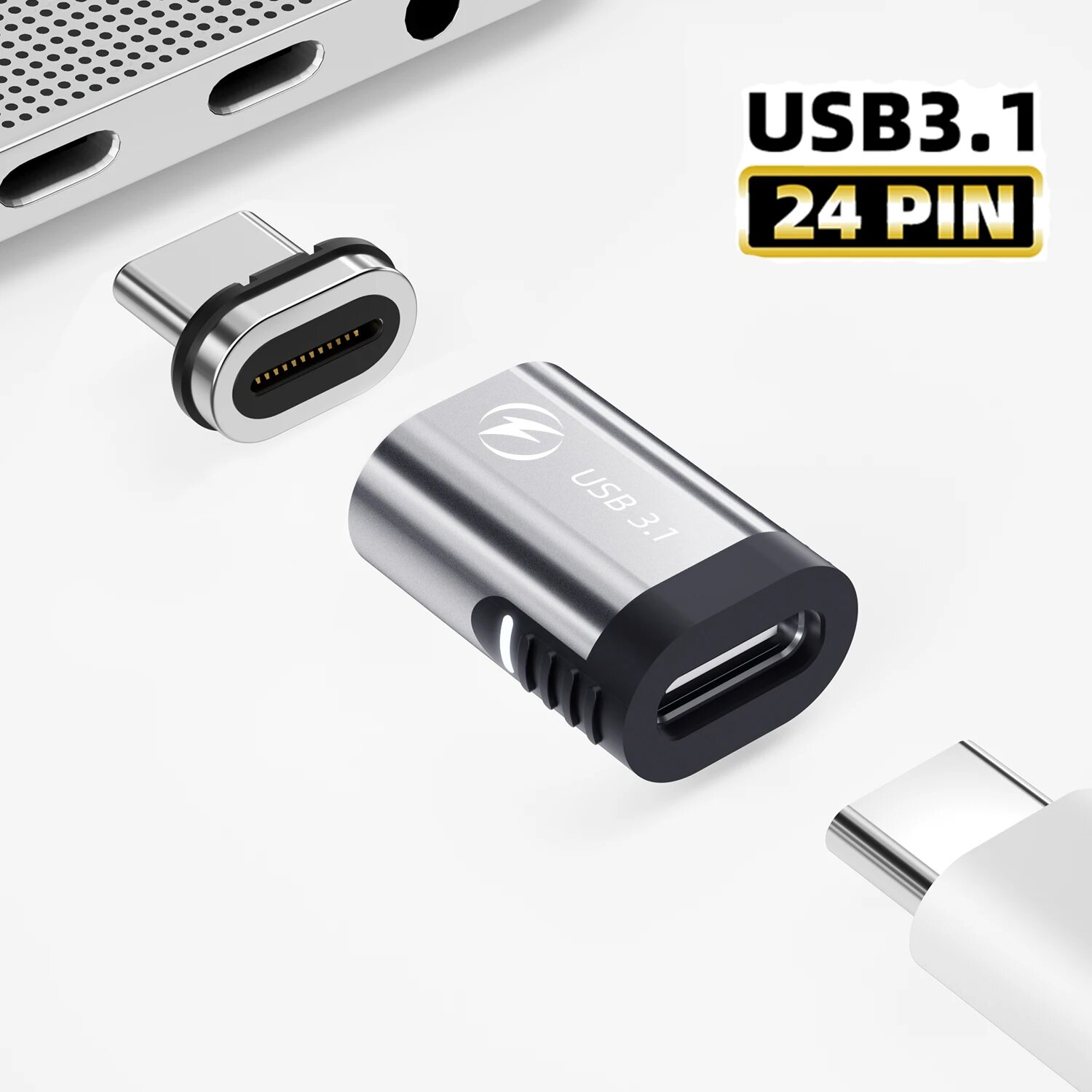 Адаптер для быстрой зарядки типа C USB C штекер на гнездо 100 Вт для передачи данных straight type