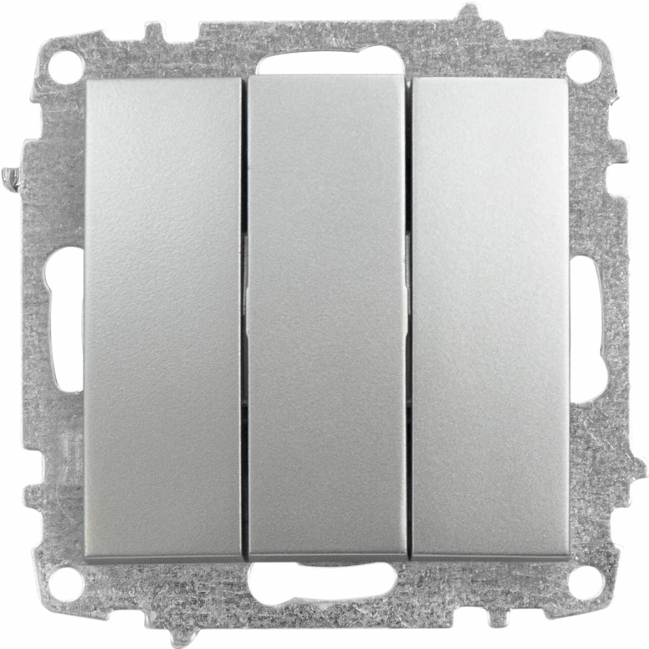 Выключатель (механизм) EL-BI Zena Vega Silverline трехклавишный без рамки серебро/серый металлик/хром с/п 609-011000-254