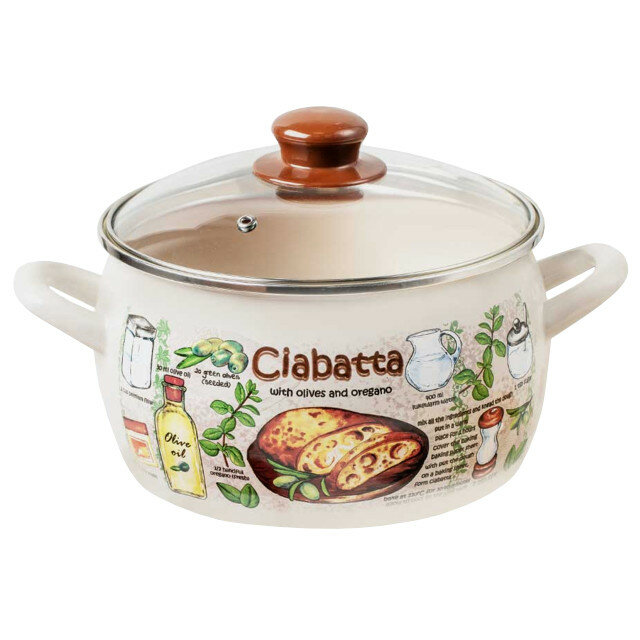 Кастрюля METROT Чиабатта 7,9л 24см эмалированная сталь